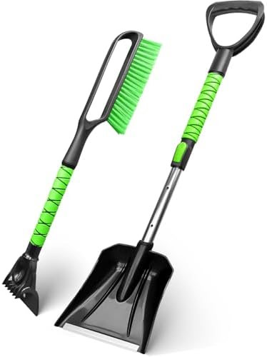 Amazon.com: SEAAES Snow Brush and Extendable Snow Shovel with Foam Grip ...