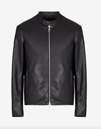 Shining Exchange AX Black Leather Jacket With classic Front Zip (as1 ...