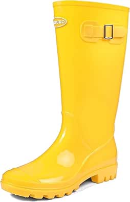 Amazon.com | DKSUKO Women's Tall Rain Boots Waterproof Wellington Boots ...