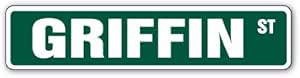 Amazon.com: GRIFFIN Street Sign Childrens Name Room Sign | Indoor ...