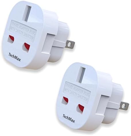 TechMax Pack of 2 UK to US Plug Adaptor Type G to Type A and B UK to ...