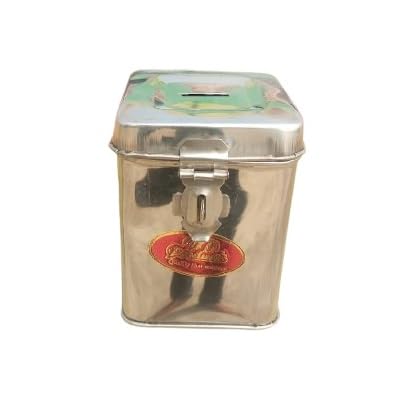 Stainless Steel Square Shape Money Bank(Silver) : Amazon.in: Toys & Games