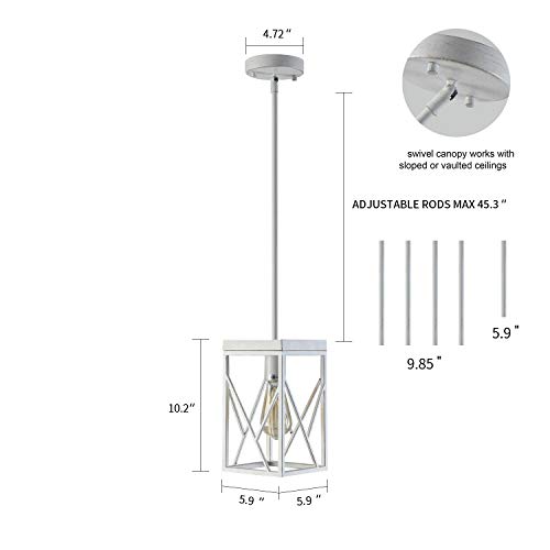 Modern Farmhouse Pendant Light with Metal Cage, One-Light Adjustable ...