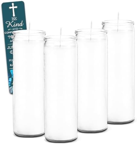 Amazon.com: White Prayer Glass Candle Set - 4 Pack White Prayer Candles ...