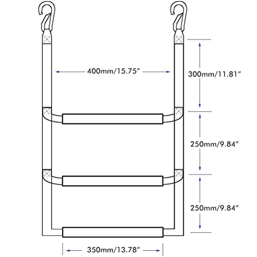 FCHMY Rope ladder, nylon rope ladder, dinghy ladder with 3 steps, entry ...