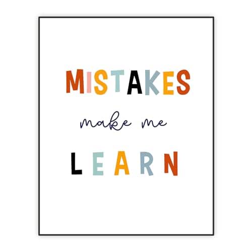 Amazon.com: Mistakes Make Me Learn Wall Art Kids Poster, Growth Mindset ...