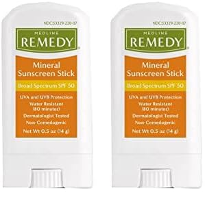 Amazon.com: Medline Remedy Mineral Sunscreen Stick, 0.5 oz (Pack of 2 ...