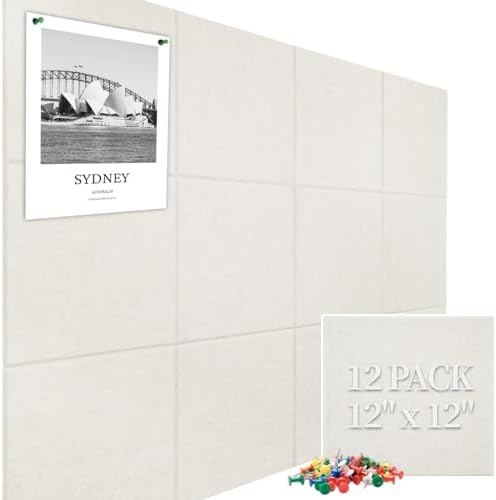 Amazon.com: Large Cork Board Felt Wall Tiles, 47"x35" 12 Pack Felt Bulletin Board Pin Board with ...