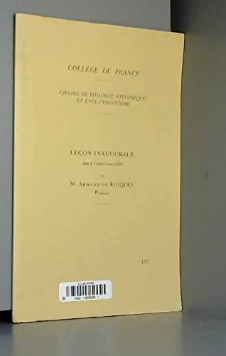 Amazon.com: Leçon inaugurale - faite le lundi 6 mai 1996, Collège de ...