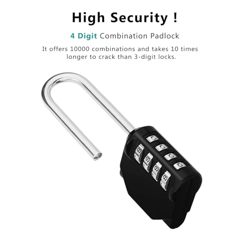 Snapklik.com : ZHEGE Long Shackle Combination Lock, 4 Digit Resettable ...