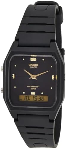 Casio Men's Duo Dual Time Zone Analog Digital Watch, Black Dial, Black ...