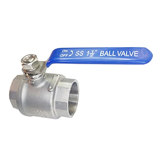 JENSWILL 2PCS 1-1/2" Full Port Ball Valves 316 Stainless Steel NPT ...