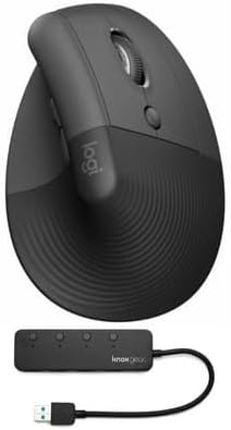 Logitech Lift Vertical Wireless Ergonomic Mouse (Graphite) and Knox ...