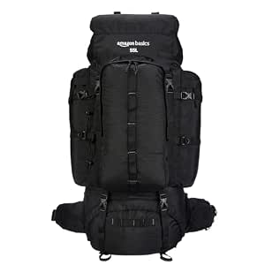 Amazon Basics 55 Liters Hiking Bag with Rain Cover | Trekking, Travel ...