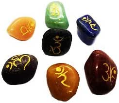 Amazon.com: Crocon Seven Chakra Gemstone 7 Pcs Engraved Symbol Stones ...