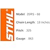 Amazon.com: Stihl Chainsaw Chain- 26RS68- 18 Inch, 68 Drive Links, .325 ...