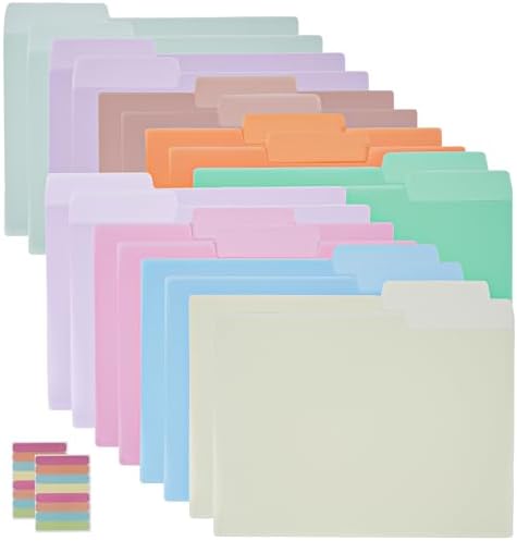 Amazon.com : Blue Summit Supplies Plastic File Folders, 1/3 Cut Tab ...