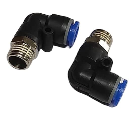 6mm xThread 1/4"One Touch Pneumatic Air Pipe Elbow Straight Connectors Plastic Straight Elbow ...