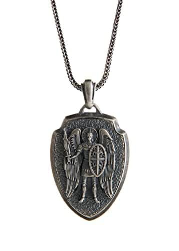 Amazon.com: Archangel Saint Michael Silver Medallion, Orthodox Shield ...