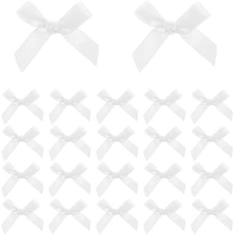 Amazon.com: ZEYIYER 100PCS Mini Bows, Small White Bows Satin Fabric ...