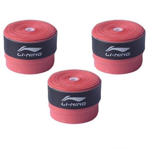 Li-Ning GP-20 Badminton Racquet Replacement Grip, (Pack of 3),Red ...