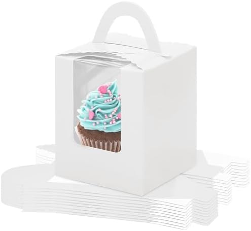 12pk White Cupcake Boxes Single | 9x9x9cm Single Cupcake Boxes With ...