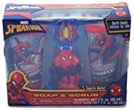 Spiderman Childrens Bath Gift Set - Shampoo, Body Wash, Bath Scrubby ...