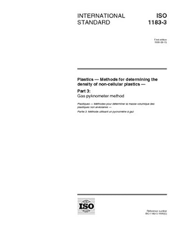 ISO 1183-3:1999, Plastics - Methods for determining the density of non ...