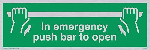 Push bar to open 300x100mm Sticker/Self Adhesive Sign - Fire/Emergency ...