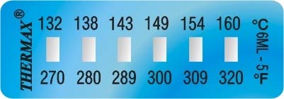 Thermax Temperature Indicating Label Strips, 6 Level, 132 Deg C to 160 ...