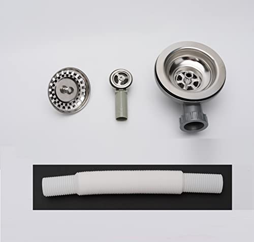 ZINGKING Kitchen Sink Waste Kit with Overflow, 114mm Stainless Steel ...