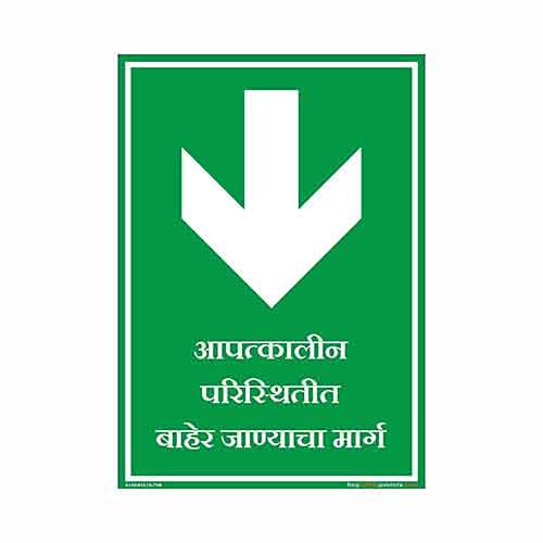 Buy buysafetyposters.com - Emergency Exit Sign with Down Arrow Sign in ...