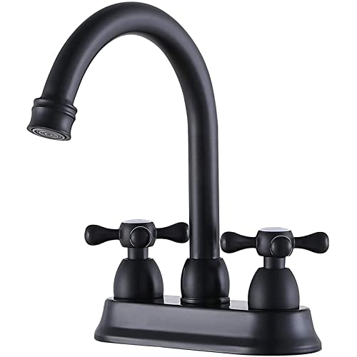 UFaucet 2-Handle Centerset Black Bathroom Faucet, Stainless Steel High ...