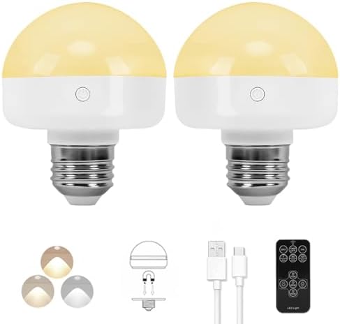 BLUEYE Rechargeable Battery Operated Light Bulb,2Packs,300LM,40W ...