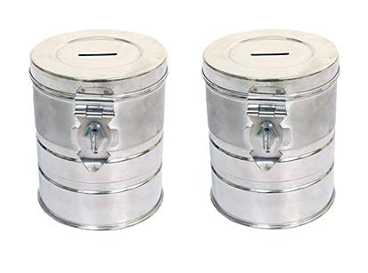 Zero to Infinity Store Stainless Steel Coin Money Bank Container Piggy ...