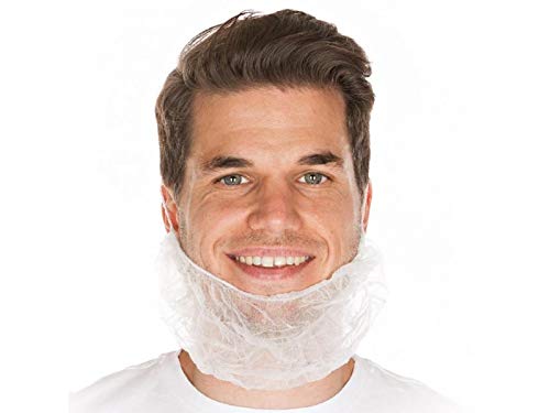 100 Pack White Disposable Beard Covers 18", Non-Woven Polypropylene ...