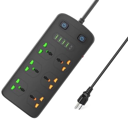Amazon.com: European Power Strip, Jumpso Universal Power Strip with 6 ...