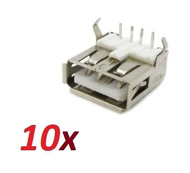 Oneness USB Type-A Female PCB Mount Socket 4PIN Connector 90 Degree-10 ...