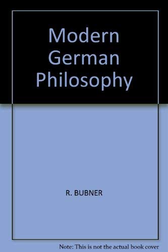 Amazon.com: Modern German Philosophy: 9780521229081: Bubner, R.: Books