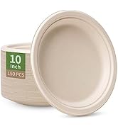 Amazon.com: TEMMAX 100% Compostable Paper Plates 9 Inch 150 Pcs ...