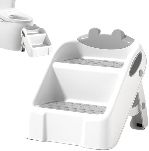 LIVINGbasics Foldable Toddler Step Stool, Adjustable Step Stool Ladder ...