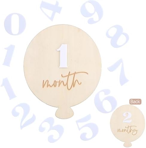 Amazon.com : Wooden Balloon Baby Milestone Cards - Wooden First Year ...