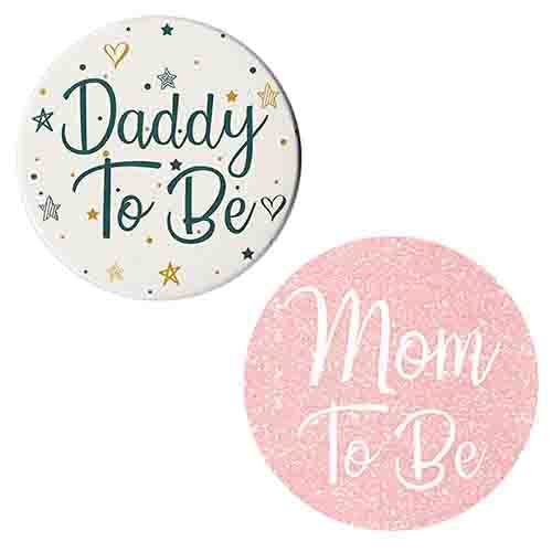 HiPPITY HOP The party collective Mom To Be & Daddy To Be Badges For ...
