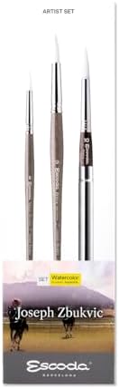ESCODA Set 3 Watercolor Brushes - N.8,10,12 Round Pointed Synthetic ...