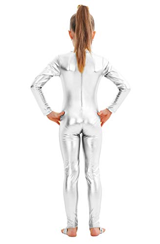 YgneeDom Girls Shiny Metallic Long Sleeve Unitard Spandex One Piece Wet ...