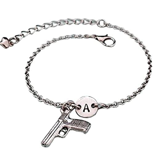 Amazon.com: Gun charm bracelet, gun charm, adjustable bracelet, weapon ...