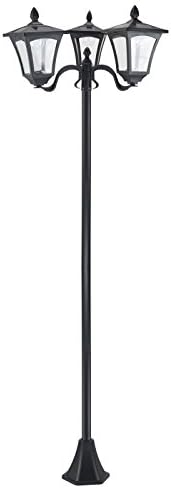 Outsunny 1.8m Garden Solar Post Lights, 3 Way Head Outdoor Lamp with ...