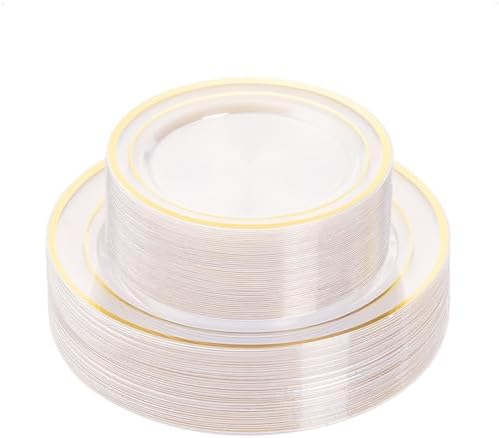 Amazon.com: BESTVIP 50PCS Clear Plastic Plate, Disposable Party Plates ...