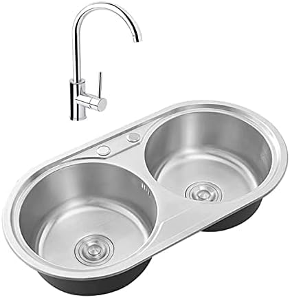 CARA Stainless Steel Round Kitchen Sink,SUS 304 Double Bowl Kitchen ...