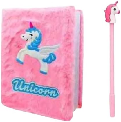 Knob Latest Soft Fur Diary With Unicorn Pink Pencil In Combo Pack For ...